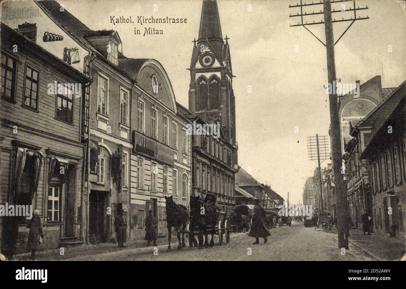 Mitau Lettland, In der Kirchenstraße, Kirchturm | usage worldwide Stock ...
