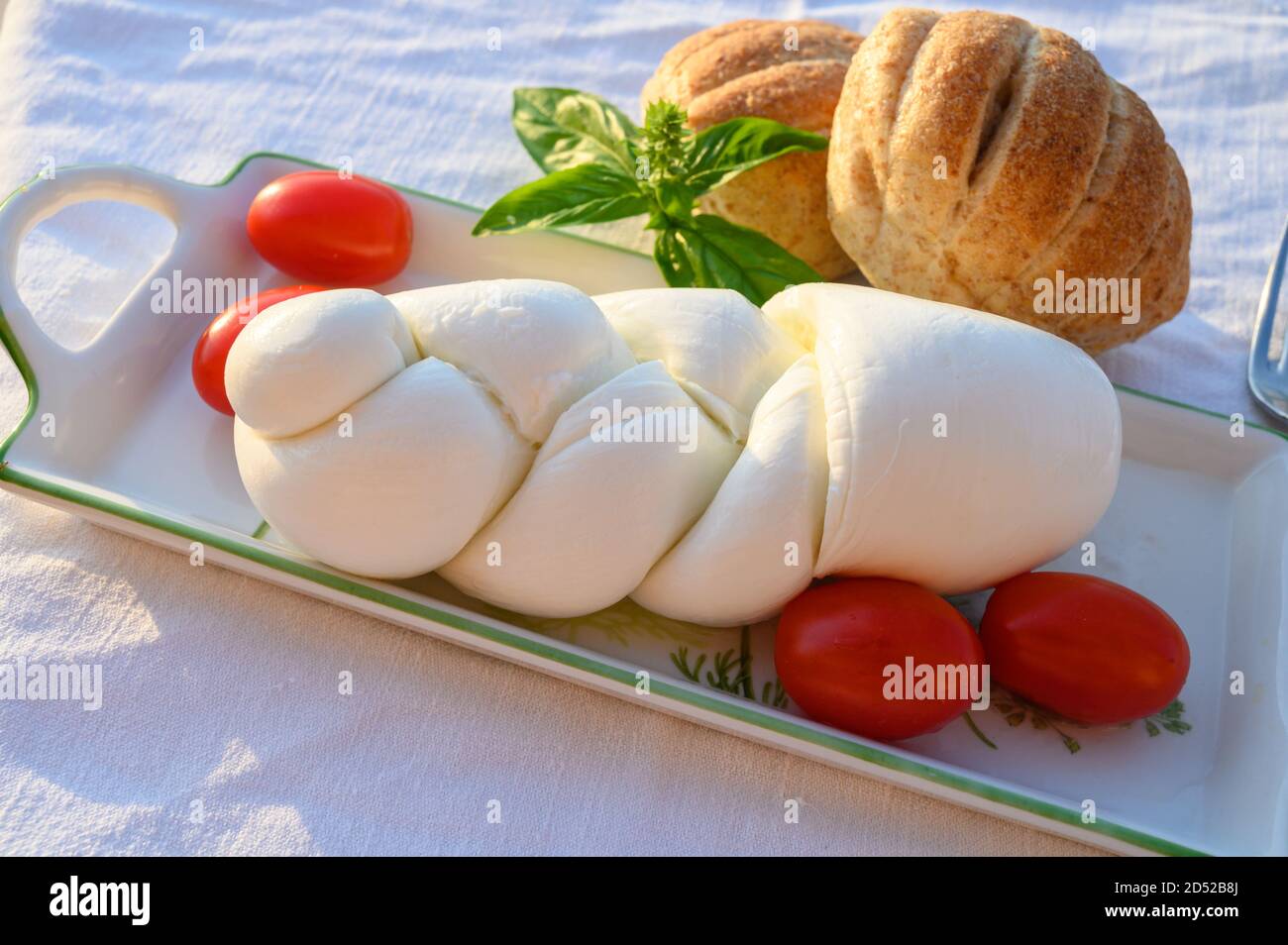 Fresh soft white italian cheese braid mozzarella buffalo made from ...