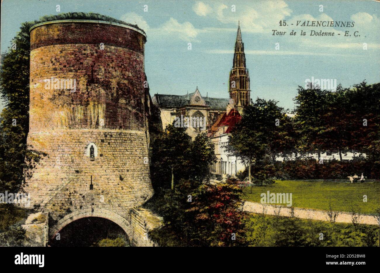 Valenciennes Nord, Tour de la Dodenne, Turm, Kirchturm, Parkanlagen ...