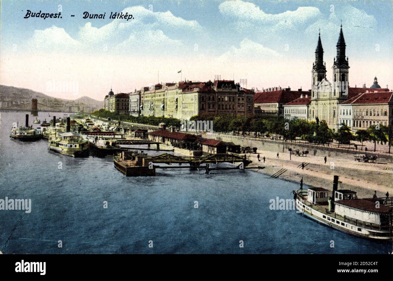 Budapest Ungarn, Dunai Latkep, Donaupartie, Dampfer, Kirchtürme | usage ...