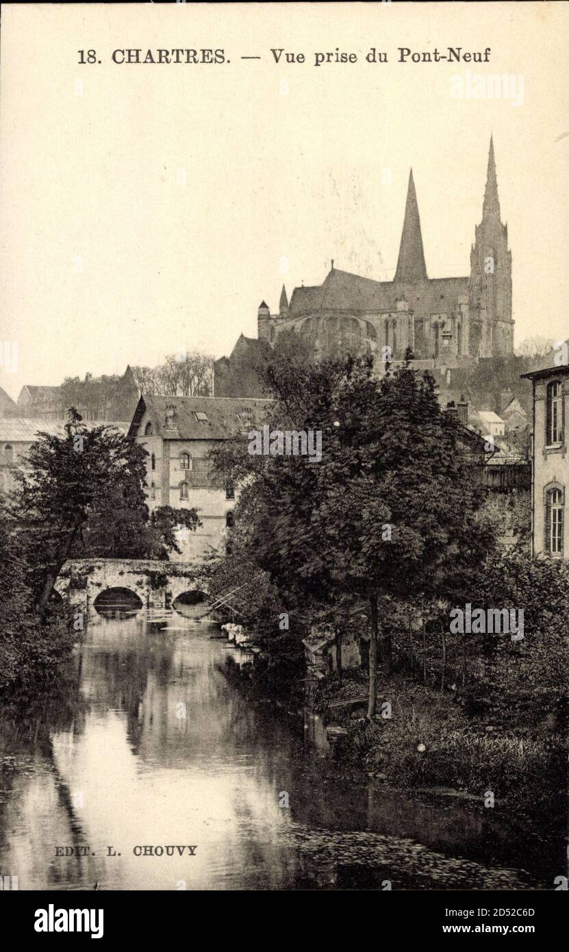 Chartres Eure et Loir, Vue prise du Pont Neuf, Kirchturmspitzen | usage worldwide Stock Photo ...
