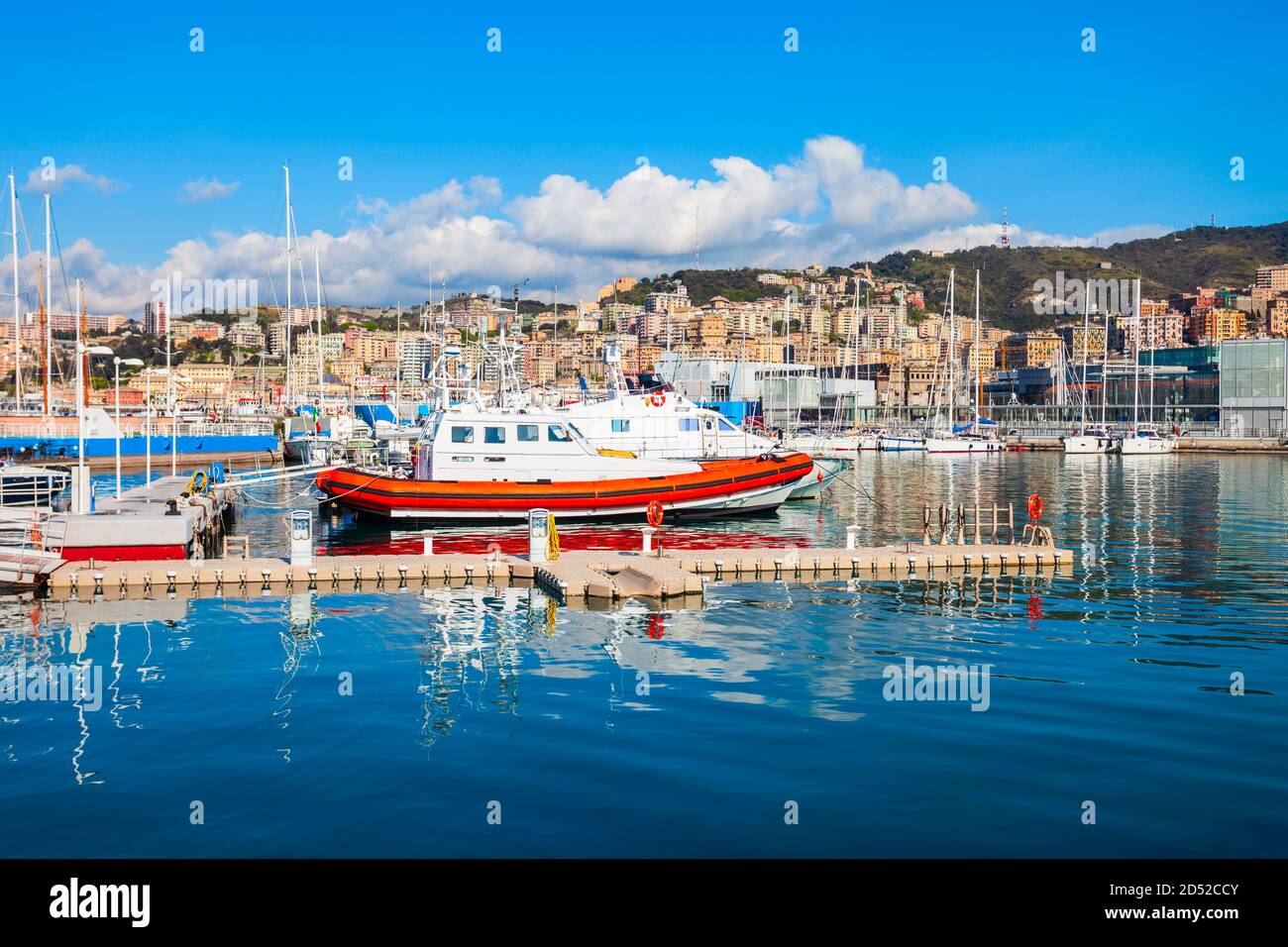 Genoa port with boats and yachs. Genoa or Genova is the capital of ...