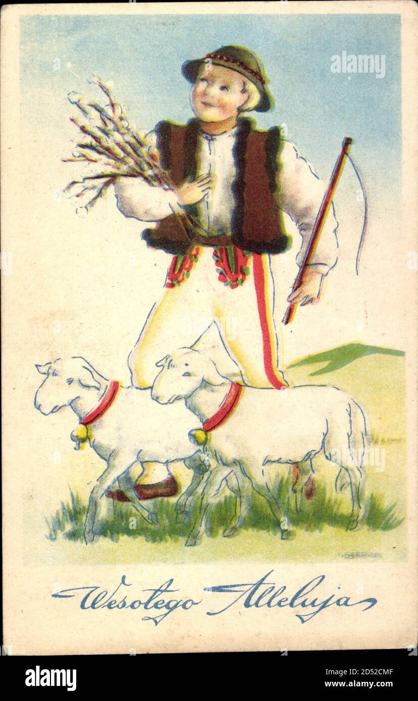 Glückwunsch Ostern, Wesolego Alleluja, Pasterz, Owce | usage worldwide ...