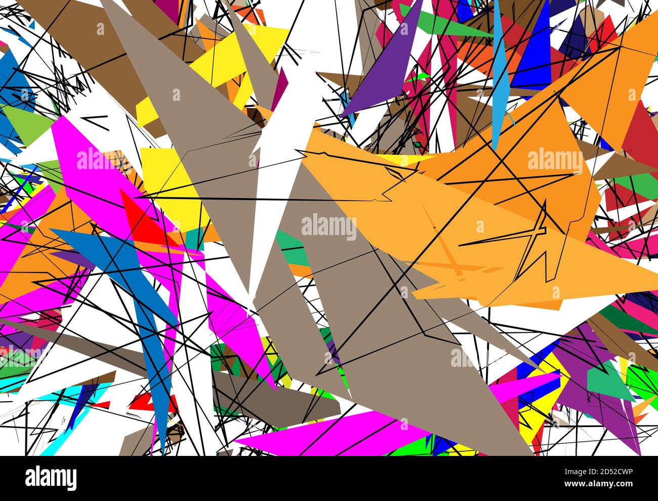 Random Chaotic Contemporary art work vector illustration. Random lines ...