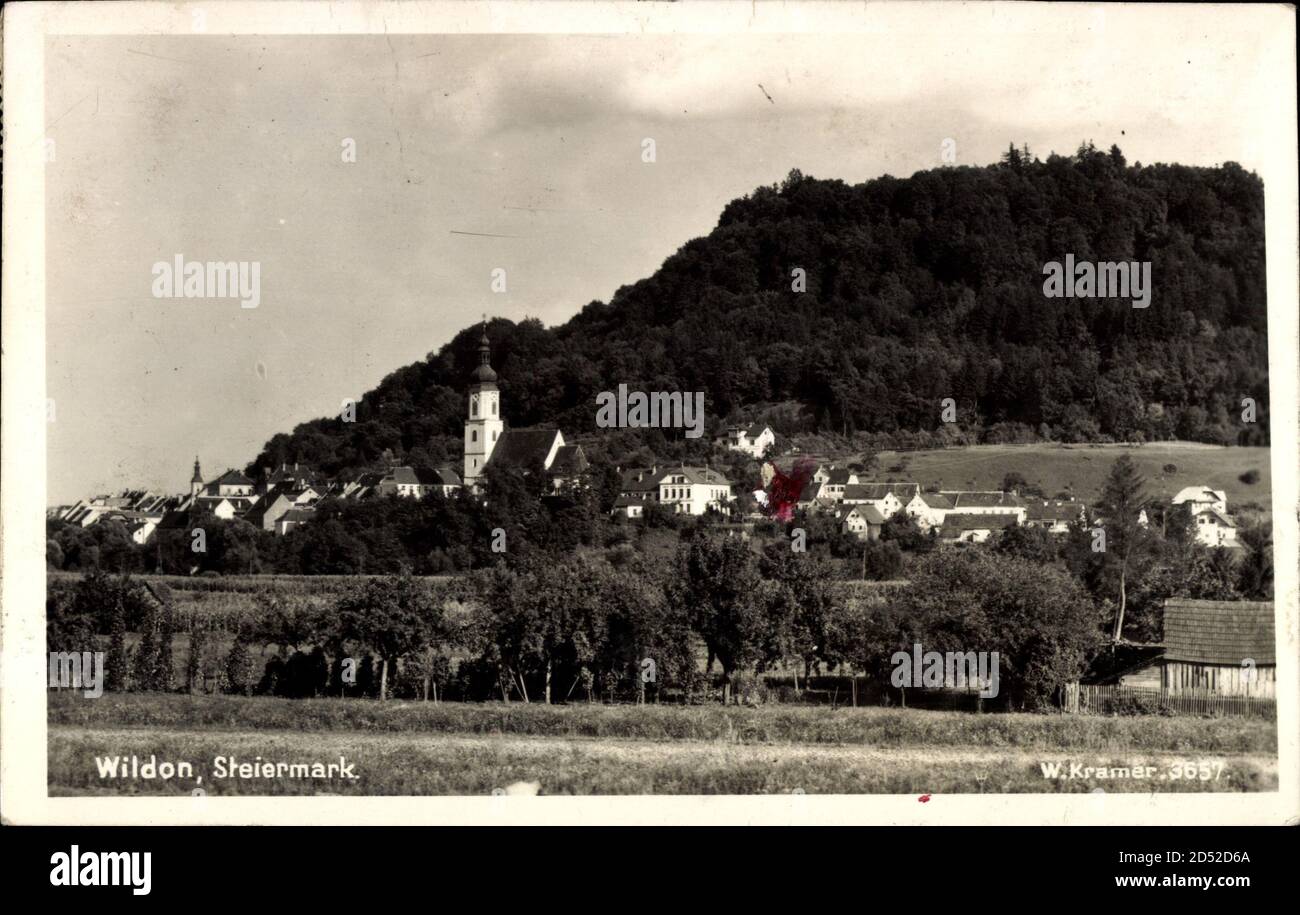 Wildon Steiermark, Totalansicht des Ortes, Kirchturm | usage worldwide ...