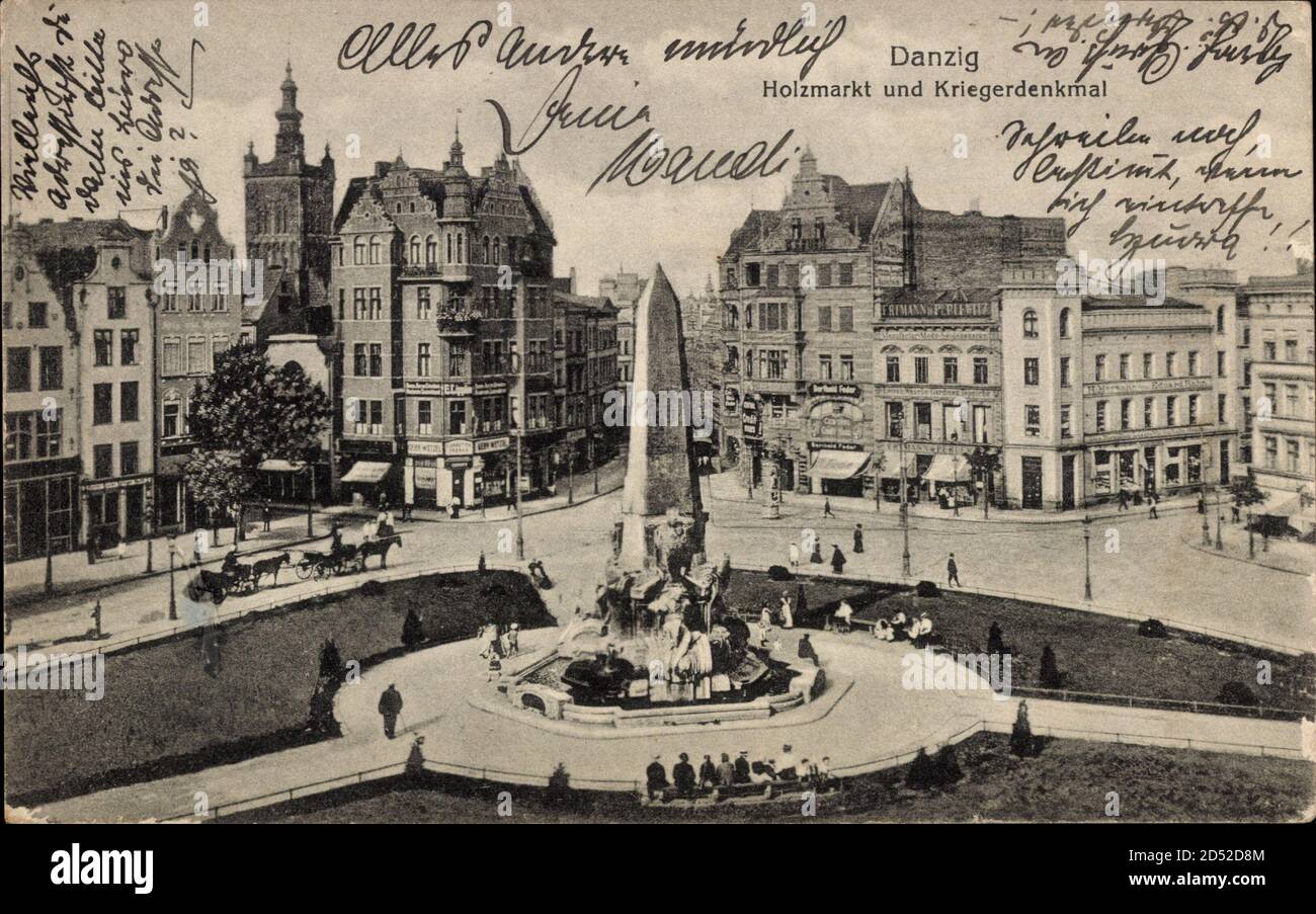 Gda?sk Danzig, Partie am Holzmarkt mit Kriegerdenkmal | usage worldwide ...