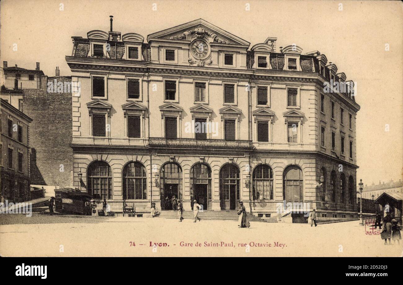 Lyon Rhône, vue générale de la Gare de Saint Paul, rue Octavie Mey ...