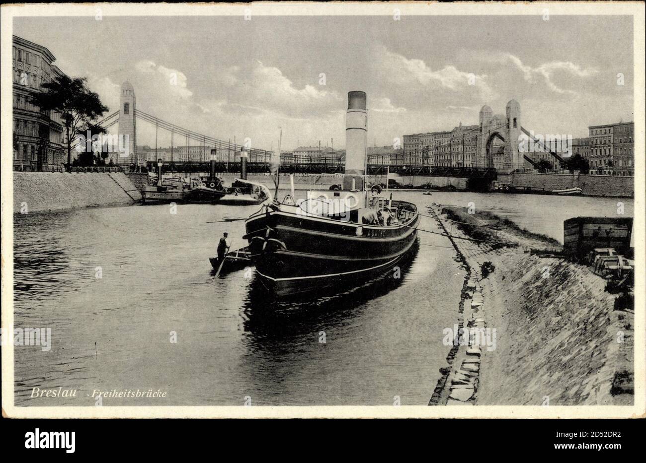 Wroc?aw Breslau Schlesien, Blick zur Friedrichsbrücke, Dampfer | usage ...