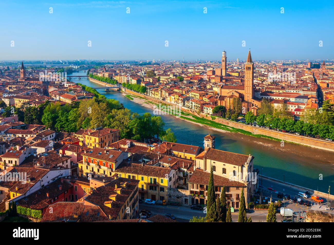 Verona aerial panoramic view. Verona is a city on the Adige river in ...