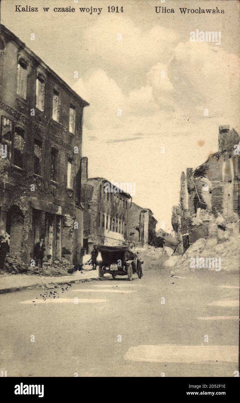 Kalisz Kalisch Posen, czasie wojny 1914, Ulica Wroclawska, Breslauer ...