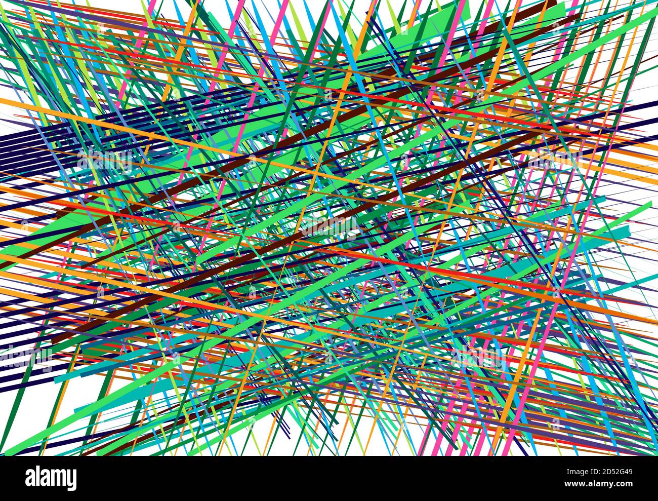 Abstract geometric chaotic jumble of intersecting lines stripes. Colorful random lines, stripes ...