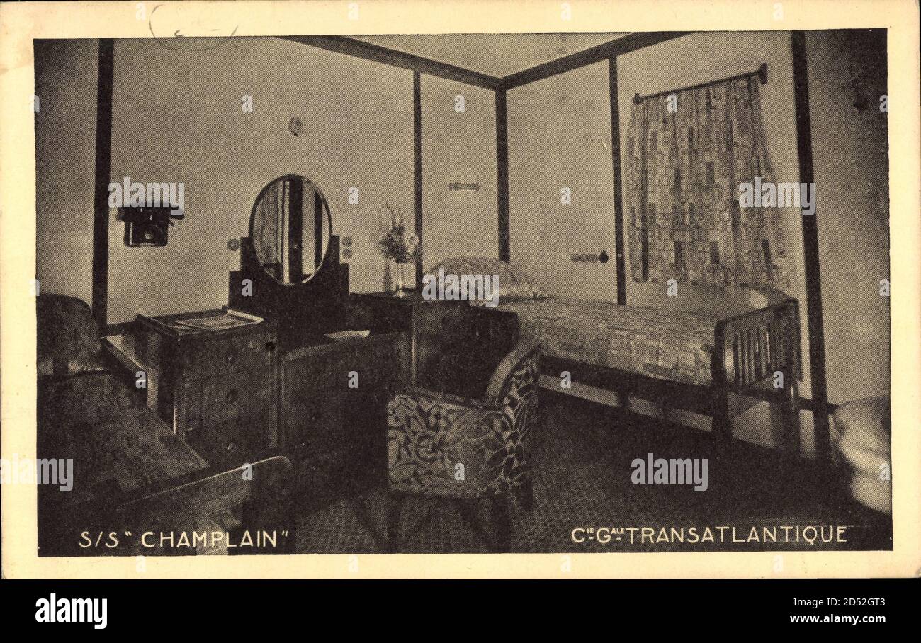 Paquebot S.S. Champlain, CGT French Line, Cabine à deux lits | usage ...