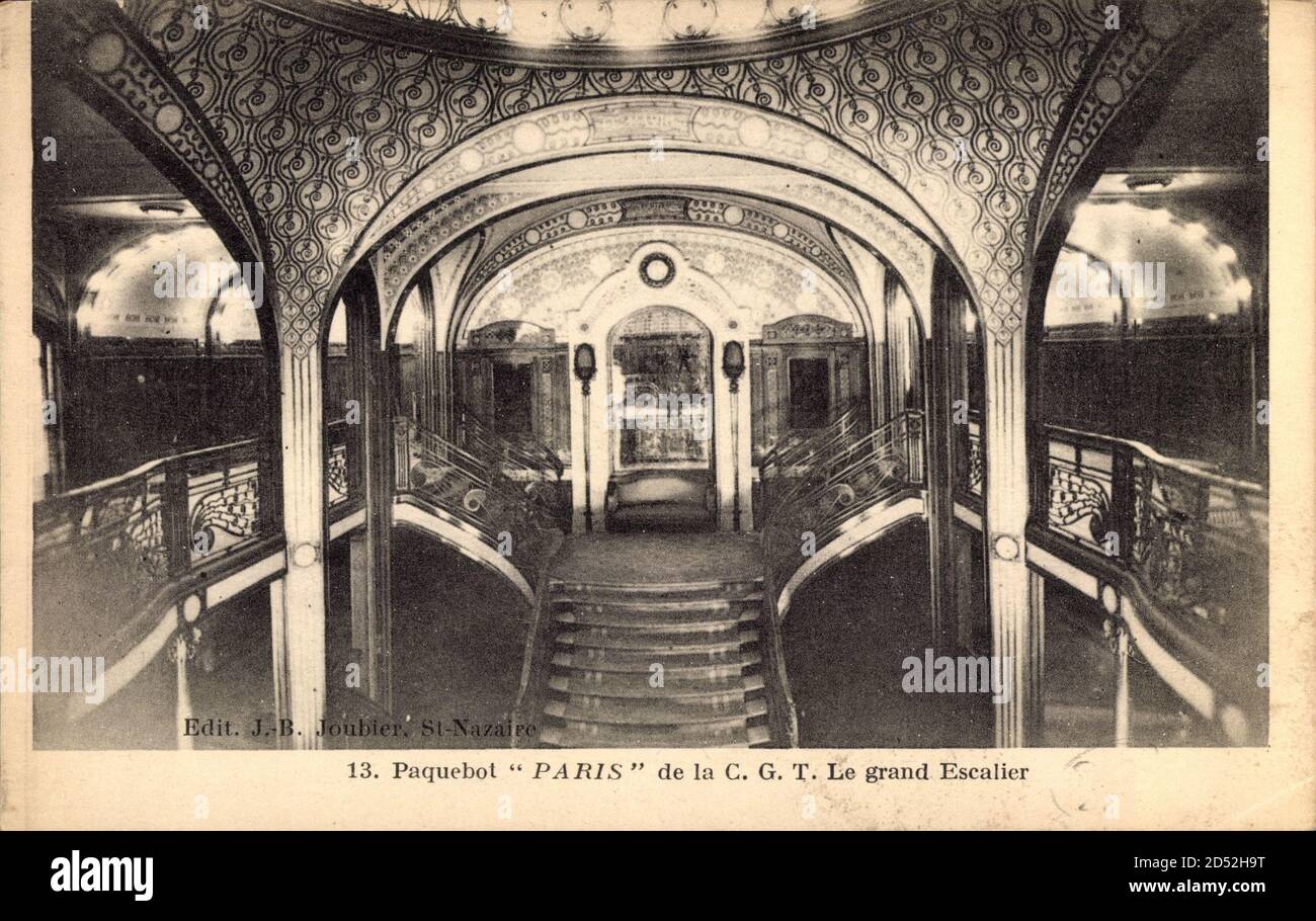 Paquebot Paris, CGT French Line, Le grand Escalier | usage worldwide ...