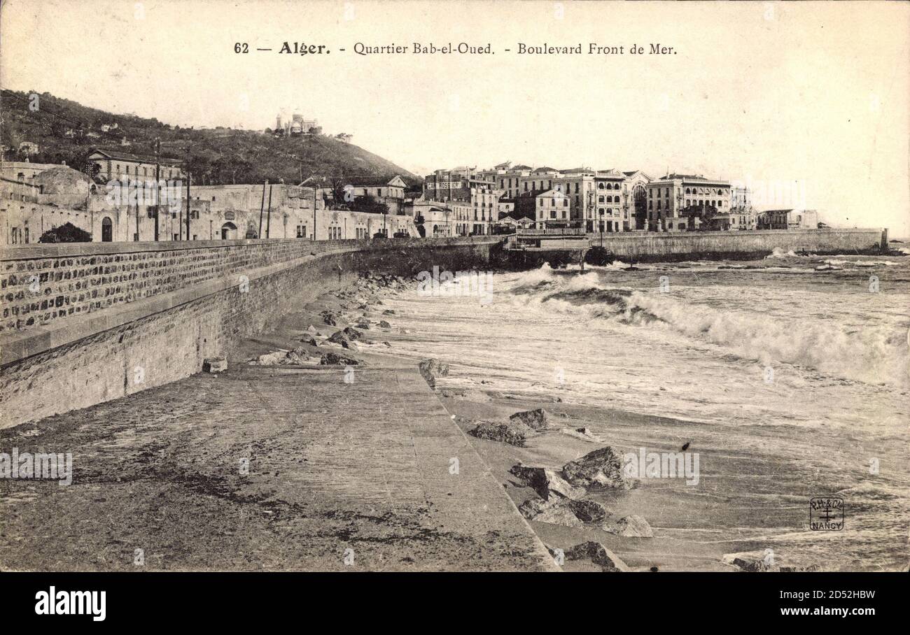 Algier Algerien, Blick über die Strandpromenade | usage worldwide Stock ...