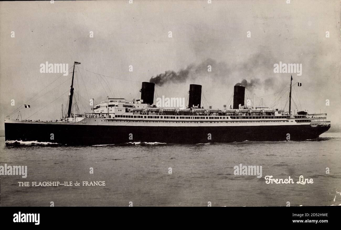 Paquebot Ile de France, the Flagship, longest Gangplank, CGT, French ...