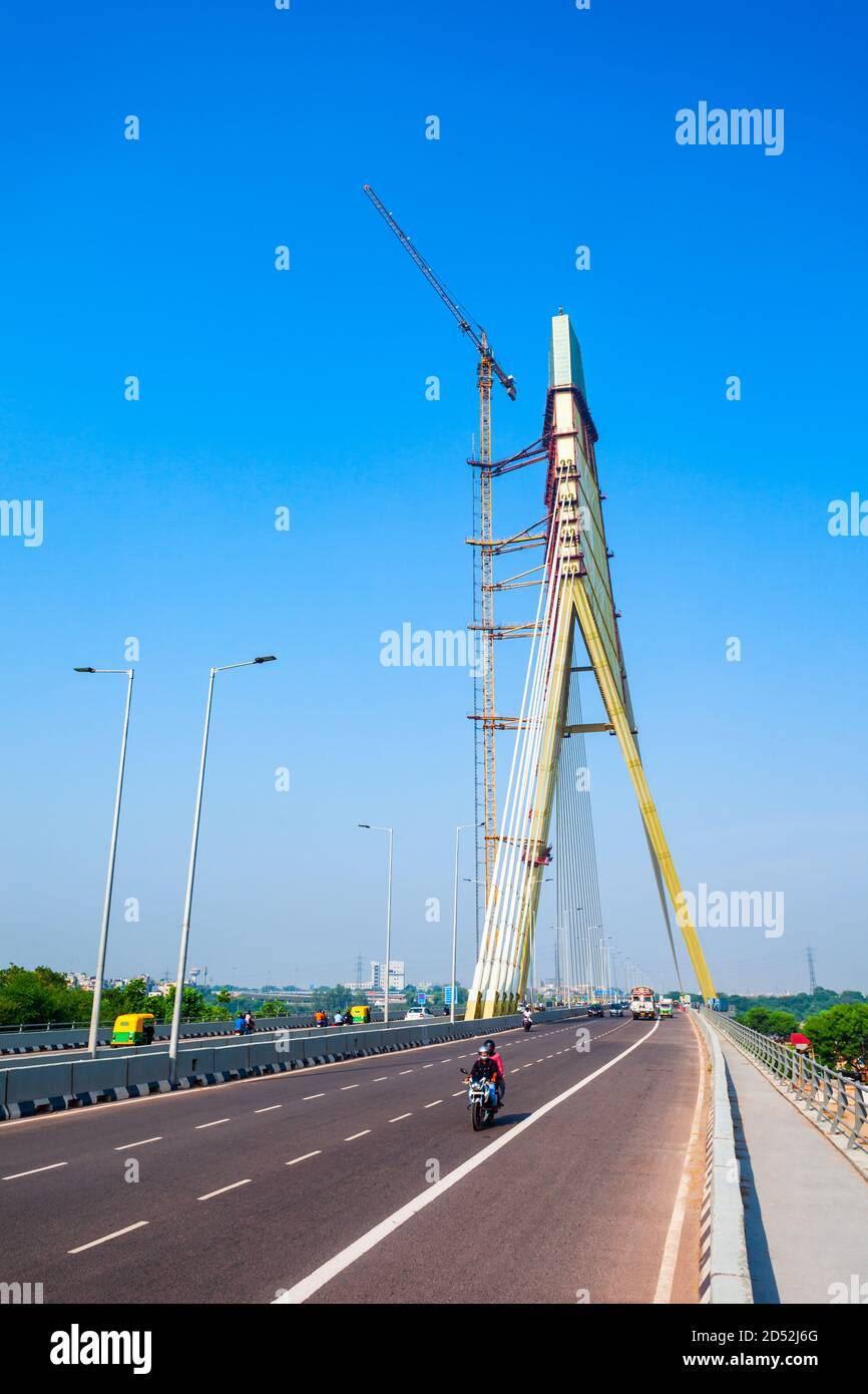 NEW DELHI, INDIA - OCTOBER 06, 2019: Signature Bridge is a cantilever ...