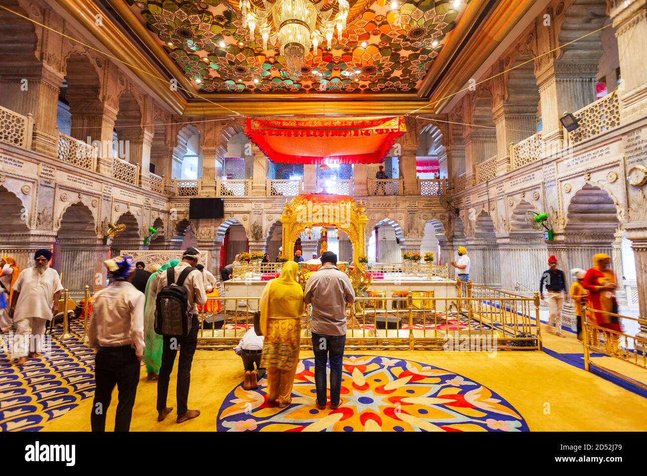 NEW DELHI, INDIA - OCTOBER 06, 2019: Gurudwara Sis Ganj Sahib interior ...