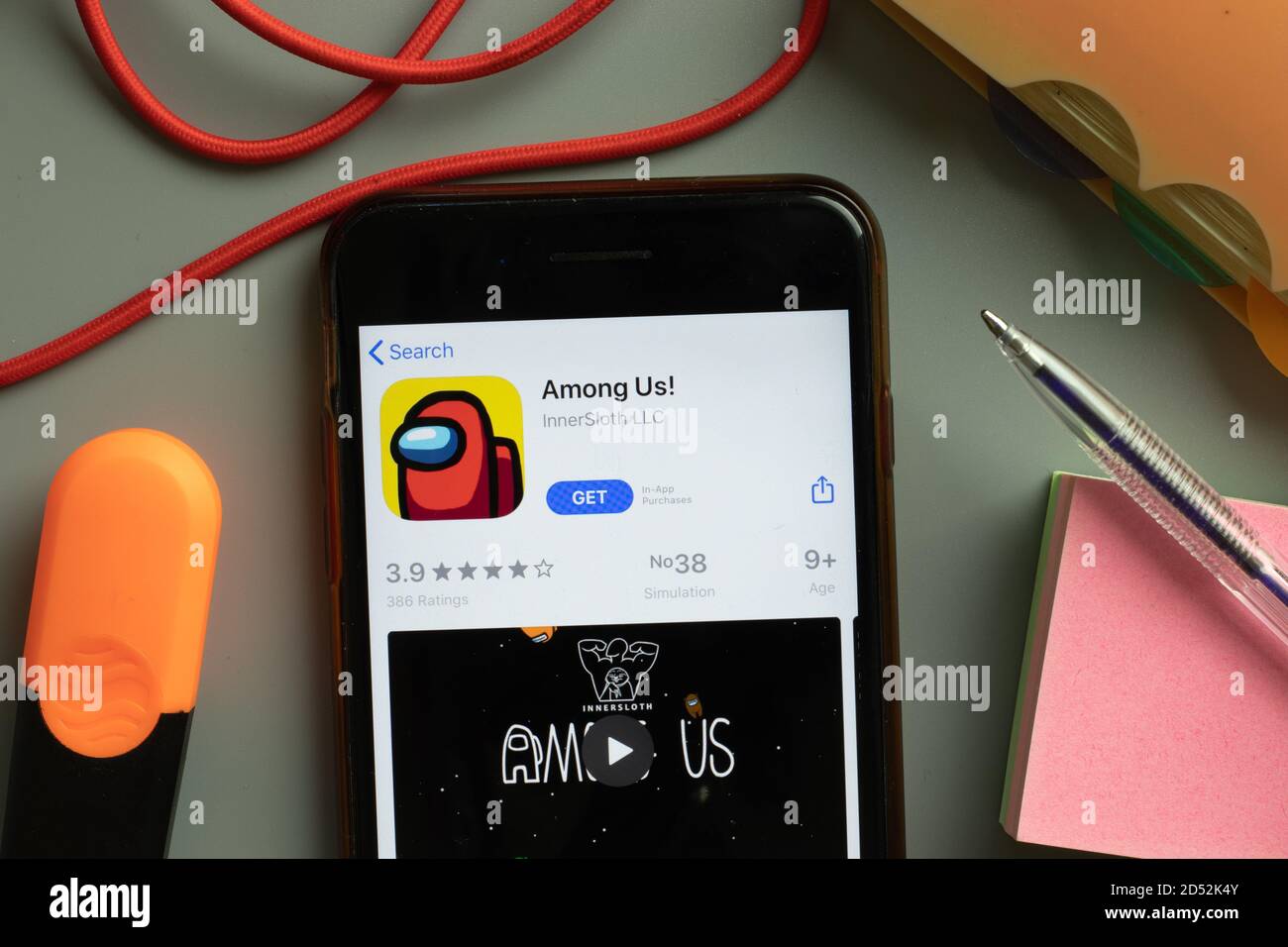 New York, USA - 29 September 2020: Among Us mobile app logo on phone ...