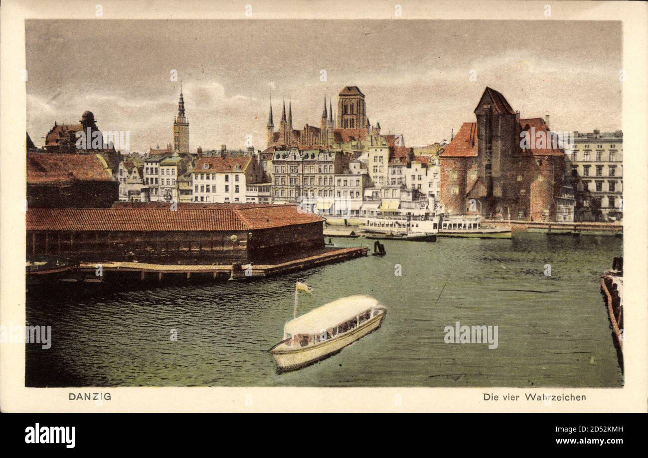 Gda?sk Danzig, Die vier Wahrzeichen vom Wasser gesehen, Boot | usage ...