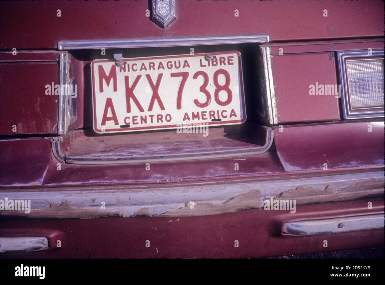 Red car number plate in Nicaragua, in the Sandinista period, 1985-86 ...