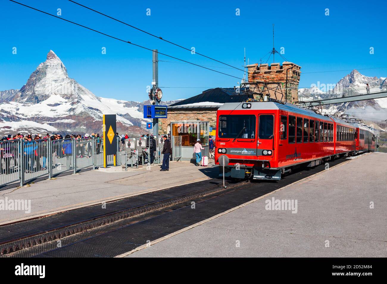 ZERMATT, SWITZERLAND - JULY 16, 2019: Train near the Gornergrat Bahn ...
