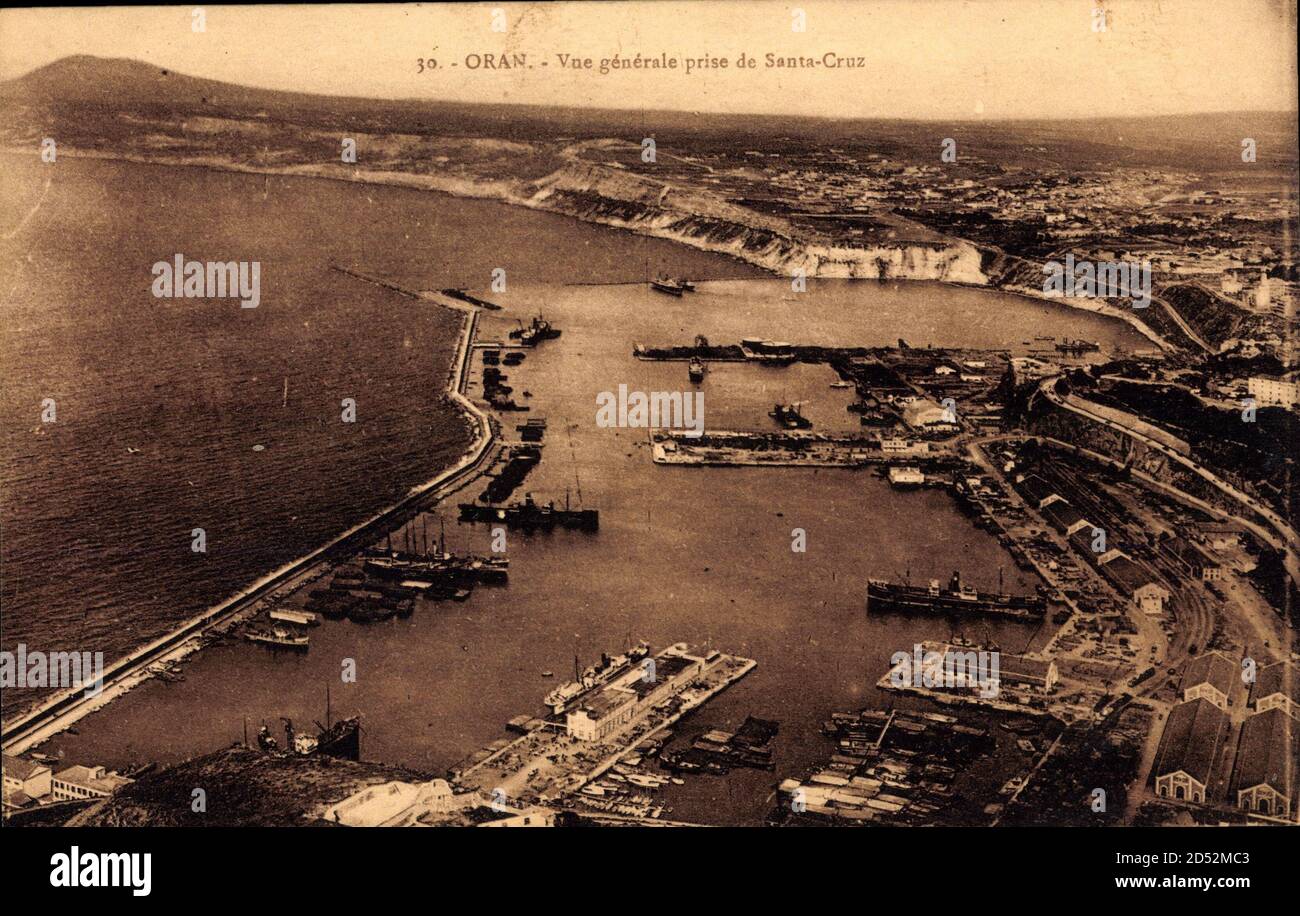 Oran Algerien, Vue générale prise de Santa Cruz, Vogelschau, Hafen | usage worldwide Stock Photo ...