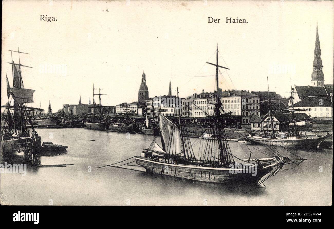 Riga Lettland, Der Hafen, Segelschiffe, Kirchtürme | usage worldwide ...