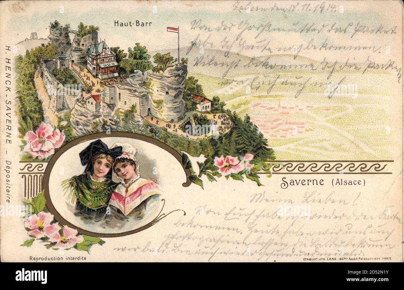 Saverne Zabern Elsaß Bas Rhin, Haut Barr, Frauen in Tracht, Felsen ...