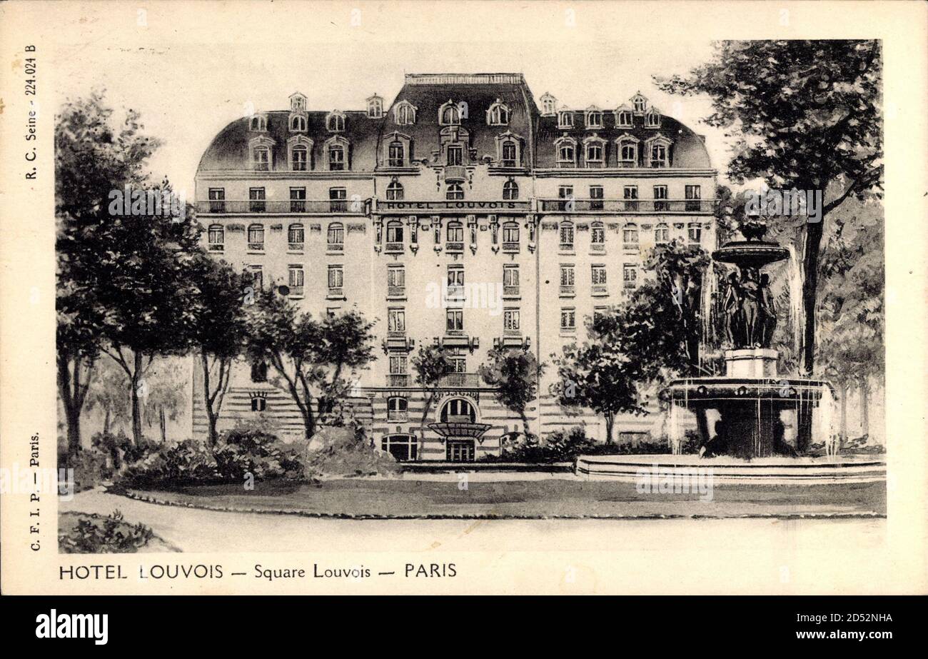 Paris, Hotel Louvois, Square Louvois, Fontaine | usage worldwide Stock ...