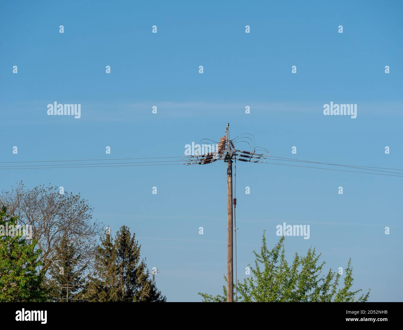 Close up on high voltage transmission pylon Stock Photo - Alamy