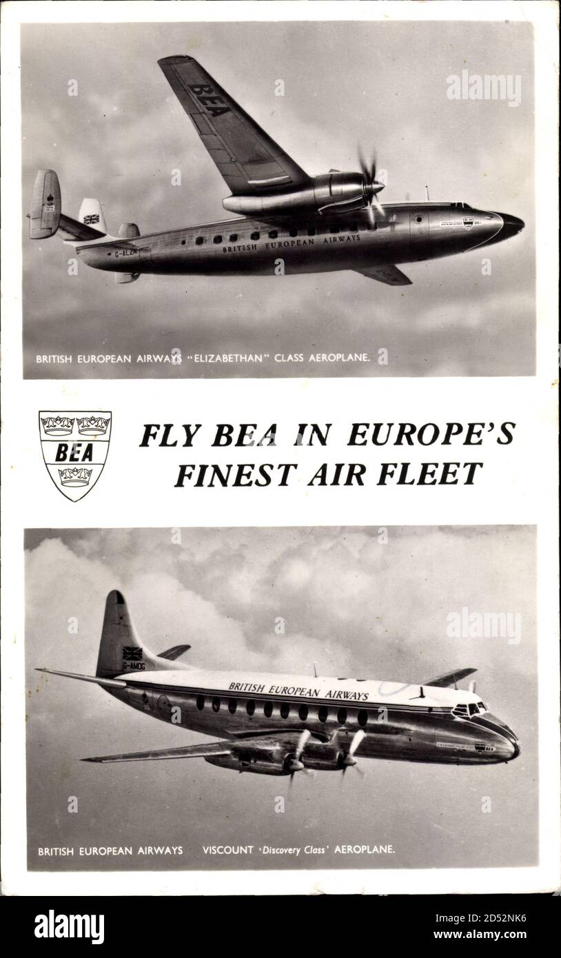 Fly BEA in europe's finest Air Fleet, Elizabethan Class Aeroplane ...