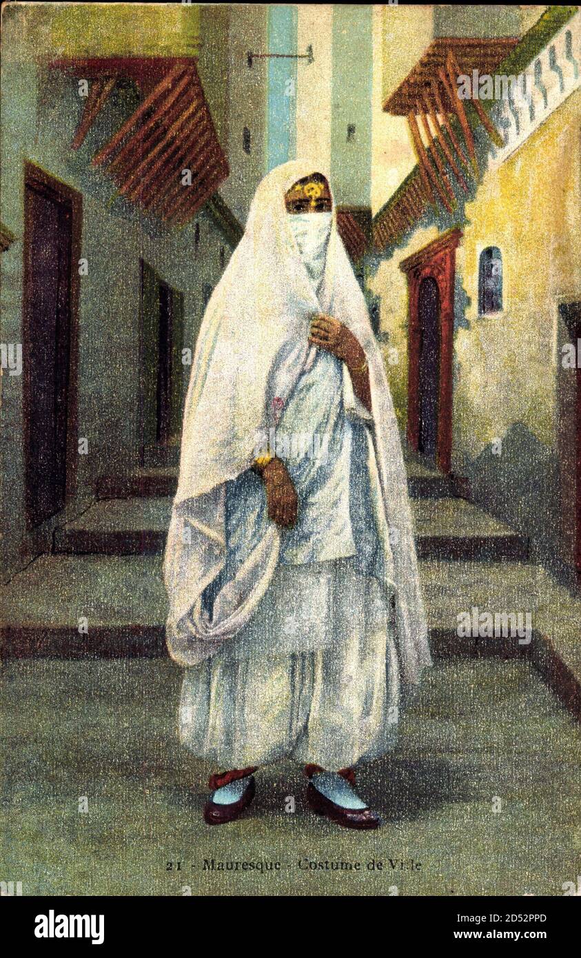 Mauresque, Costume de Ville, Maurin in Gewand, Muslima | usage ...