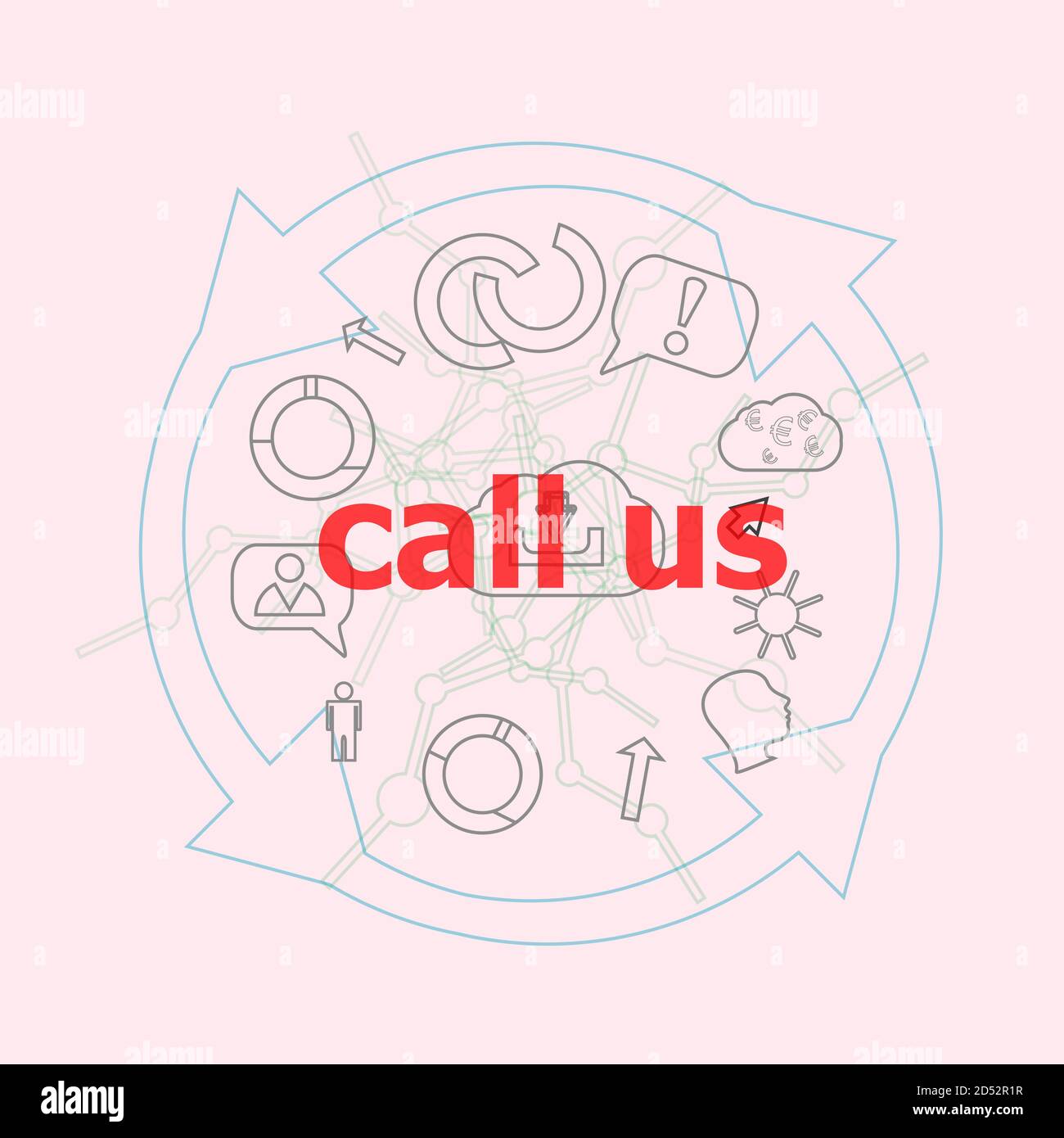 Text Call us. Advertising concept . Flat outline linear Infographic ...