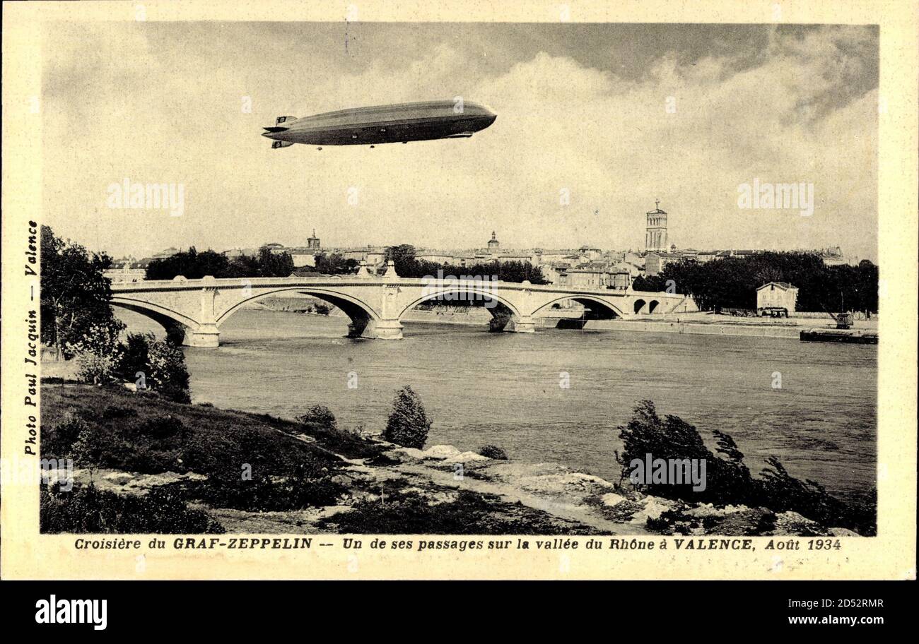 Valence Drôme, Graf Zeppelin, LZ 127, Vallée du Rhône, Août 1934 ...