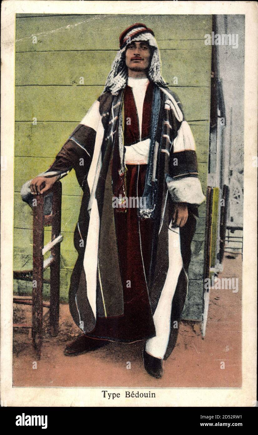 Syrien, Type Bédouin, Beduine, Mann in Gewändern, Arabischer Typ ...