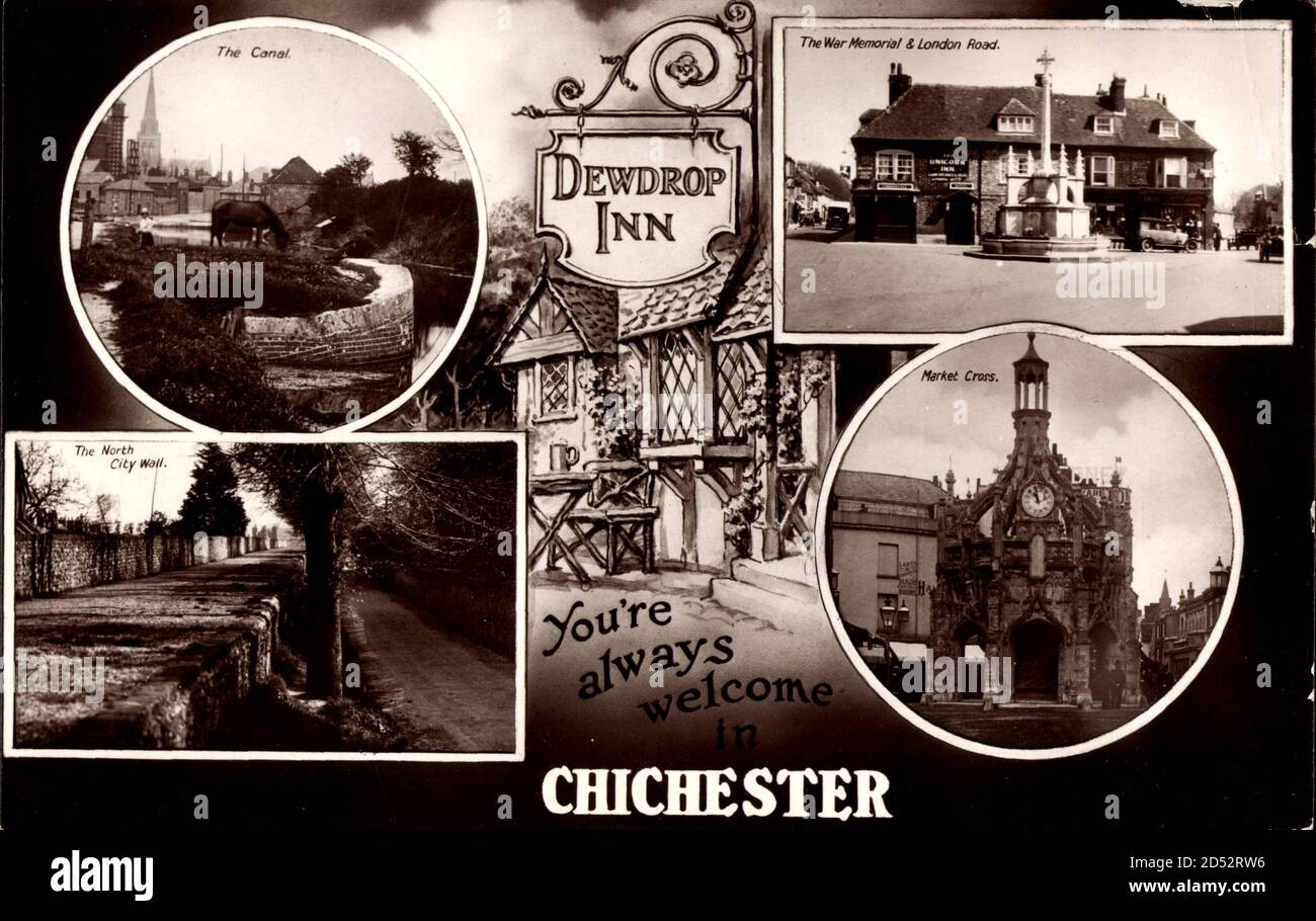 Chichester South East, Dewdropt Inn, Canal, London Road, Memorial ...