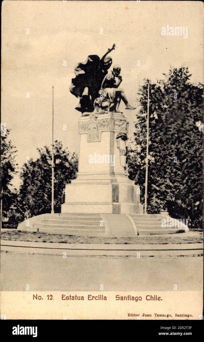 Santiago de Chile, Estatua Ercilla, Blick auf ein Denkmal | usage ...