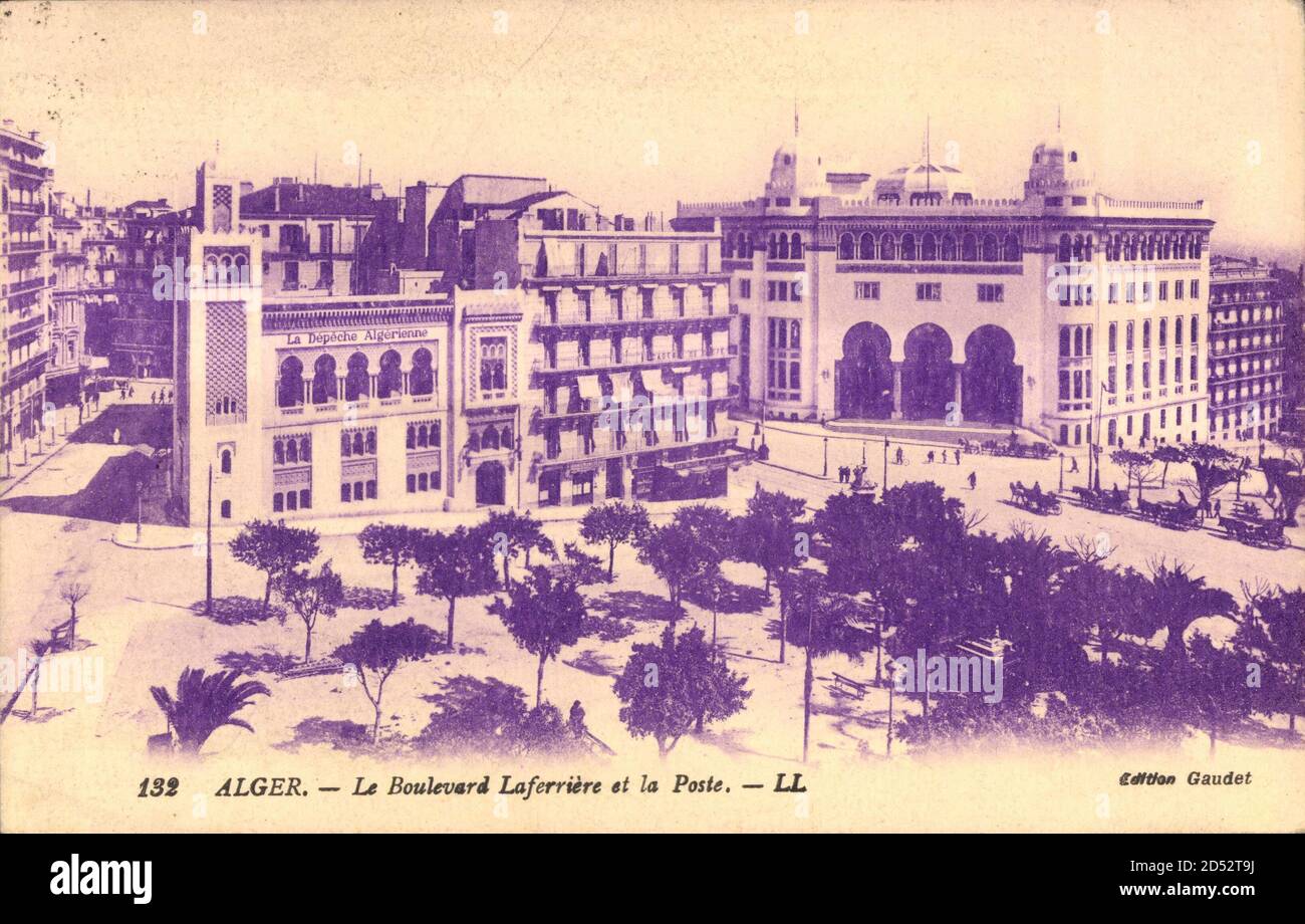 Alger Algerien, Le Boulevard Laferriere et la Poste, La Depeche ...