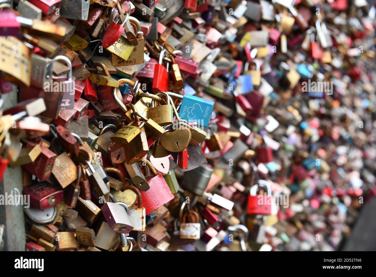 Cologne, Germany, 2020. Love locks on The Hohenzollern Bridge crossing ...