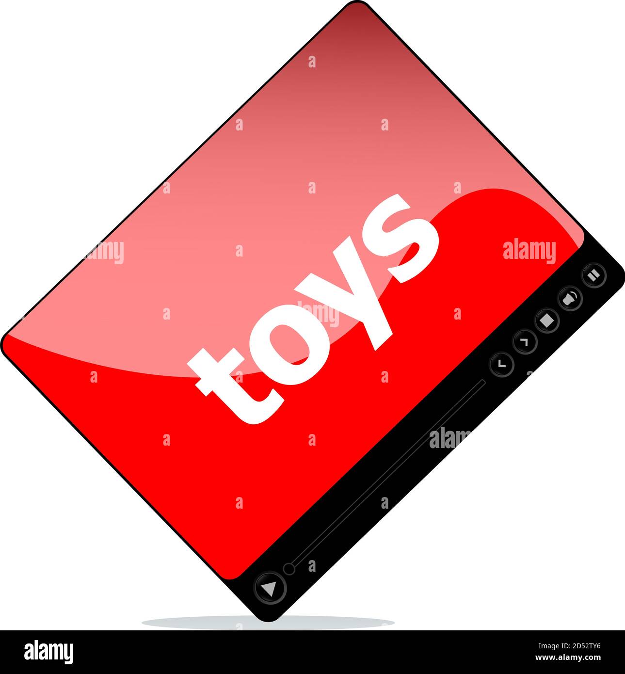 Social media concept: media player interface with toys word Stock Photo ...