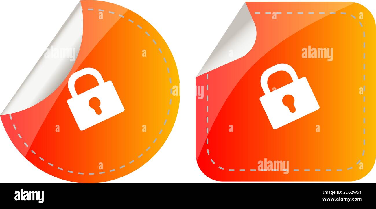 stickers set isolated on white with padlock, security concept Stock ...