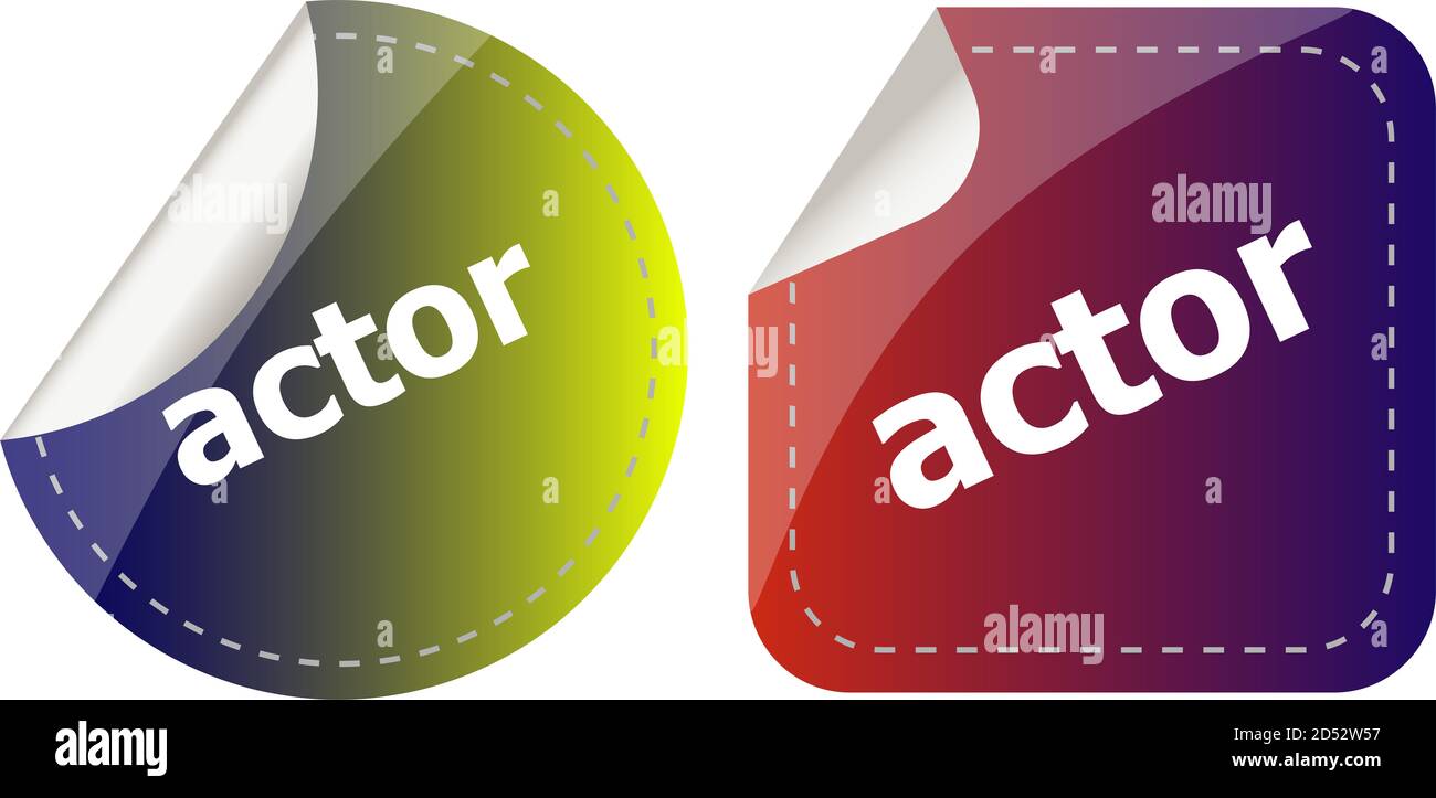 actor stickers set, icon button isolated on white Stock Photo - Alamy