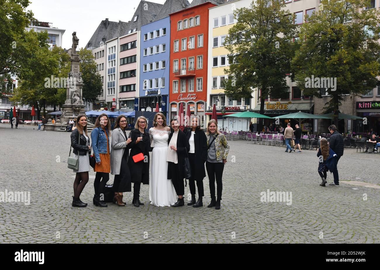 Cologne, Germany, 2020. Girls women posing at wedding party ...