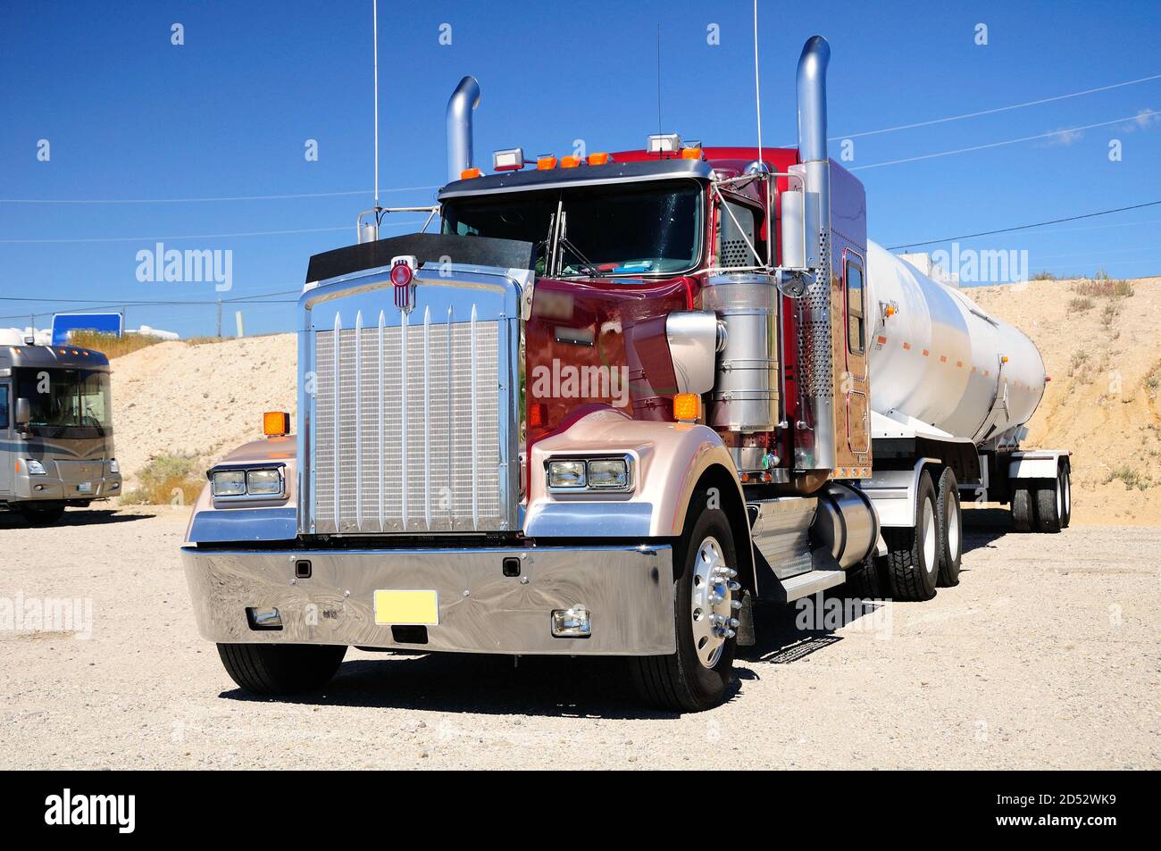 Big American truck at the parking ground. Nevada state. USA Stock Photo ...