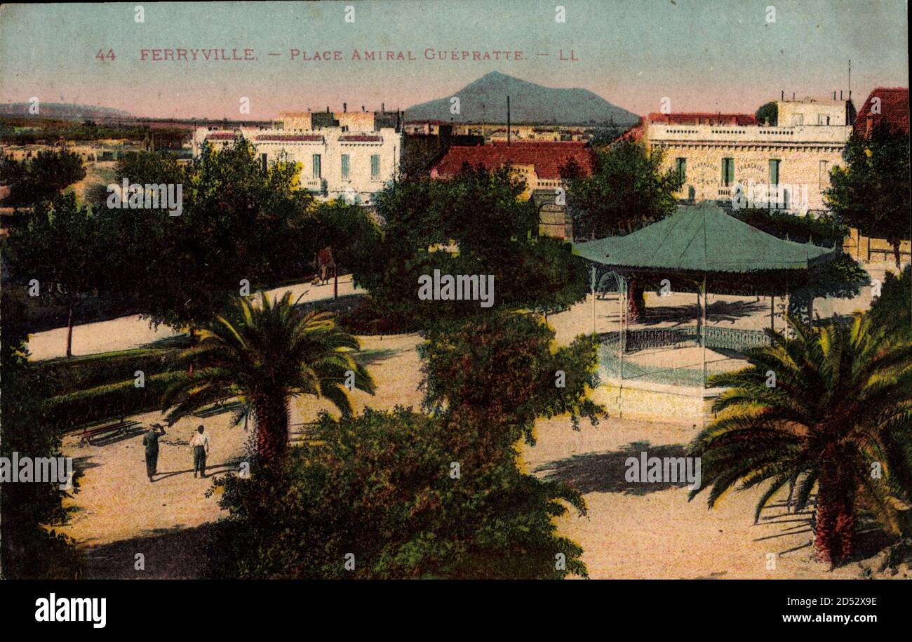 Ferryville Tunesien, Place Amiral Guépratte, Ortschaft, Pavillon ...