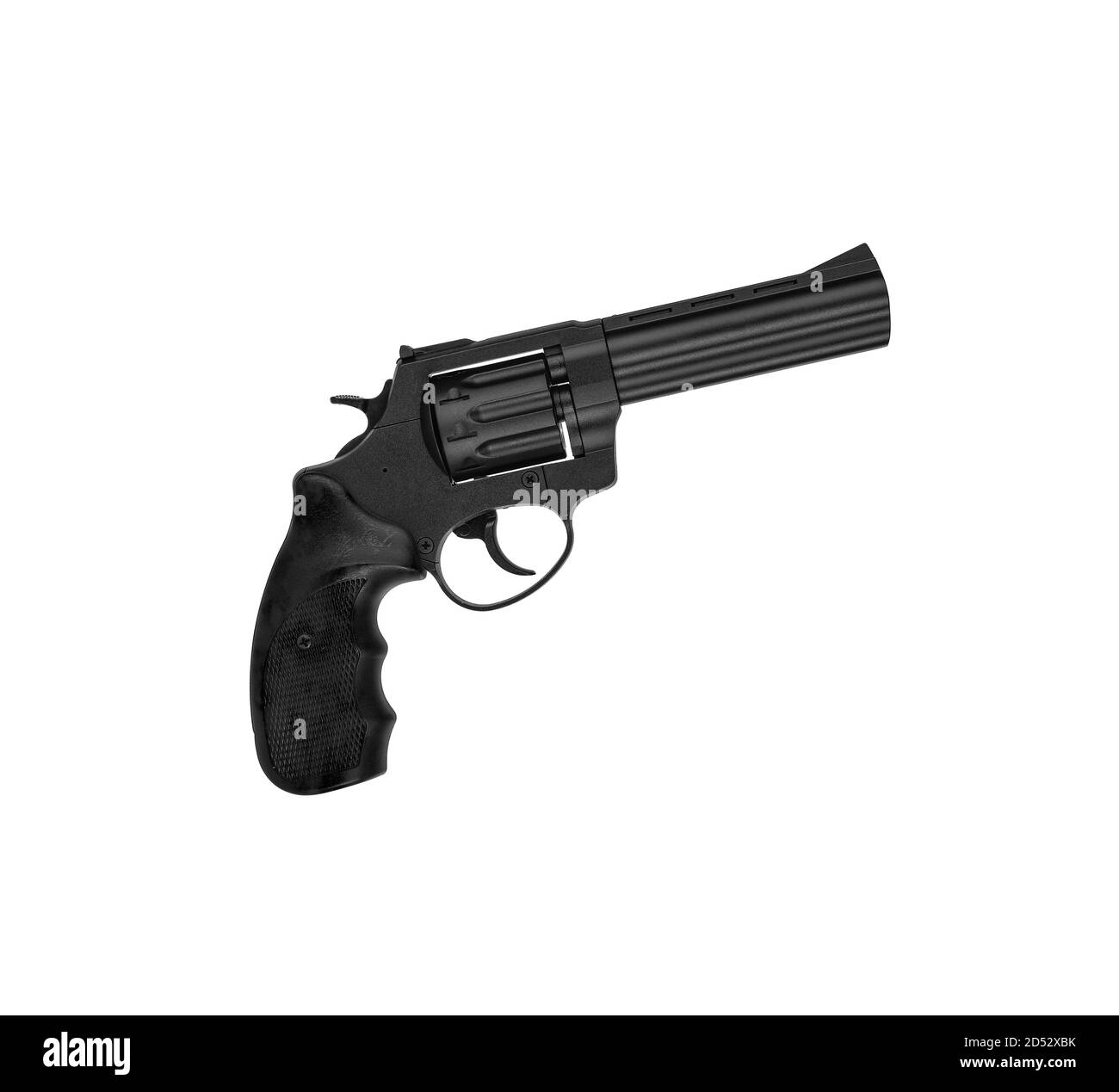 Black pistol revolver isolate on a white background. Weapons for ...