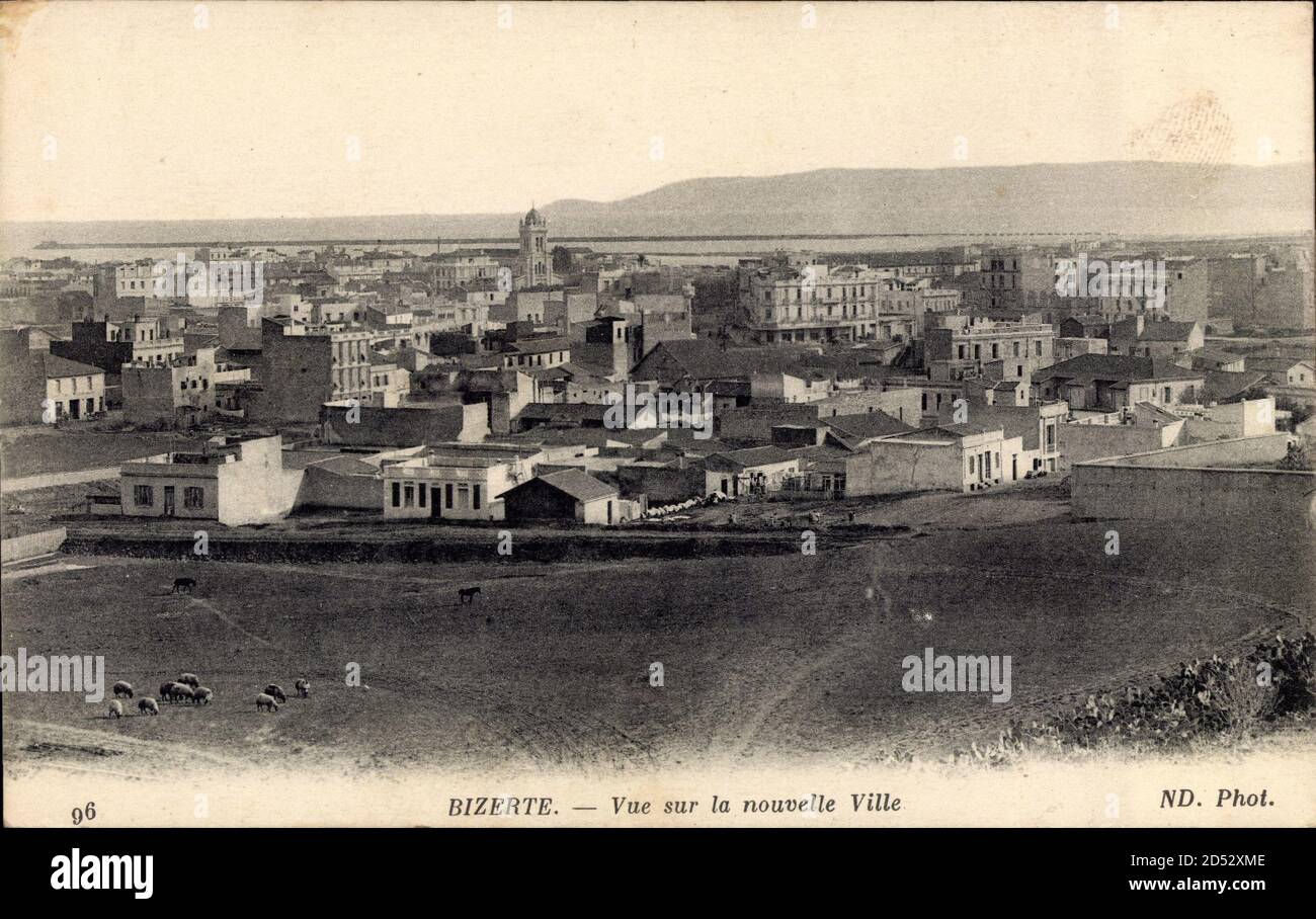 Bizerta Tunesien, Blick zur Neuen Stadt, Moschee, Häuser, Straßen ...