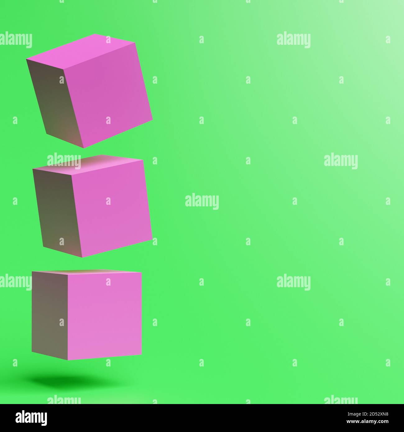 Abstract green background with concept cubes and blank space. 3d ...