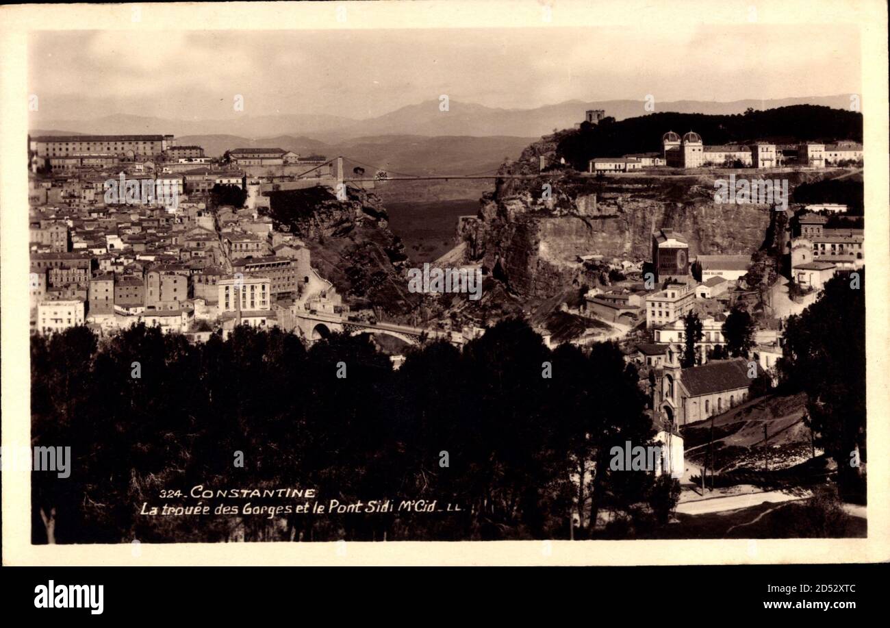 Constantine Algerien, La trouée des Gorges et le Pont Sidi M'Cid | usage worldwide Stock Photo ...