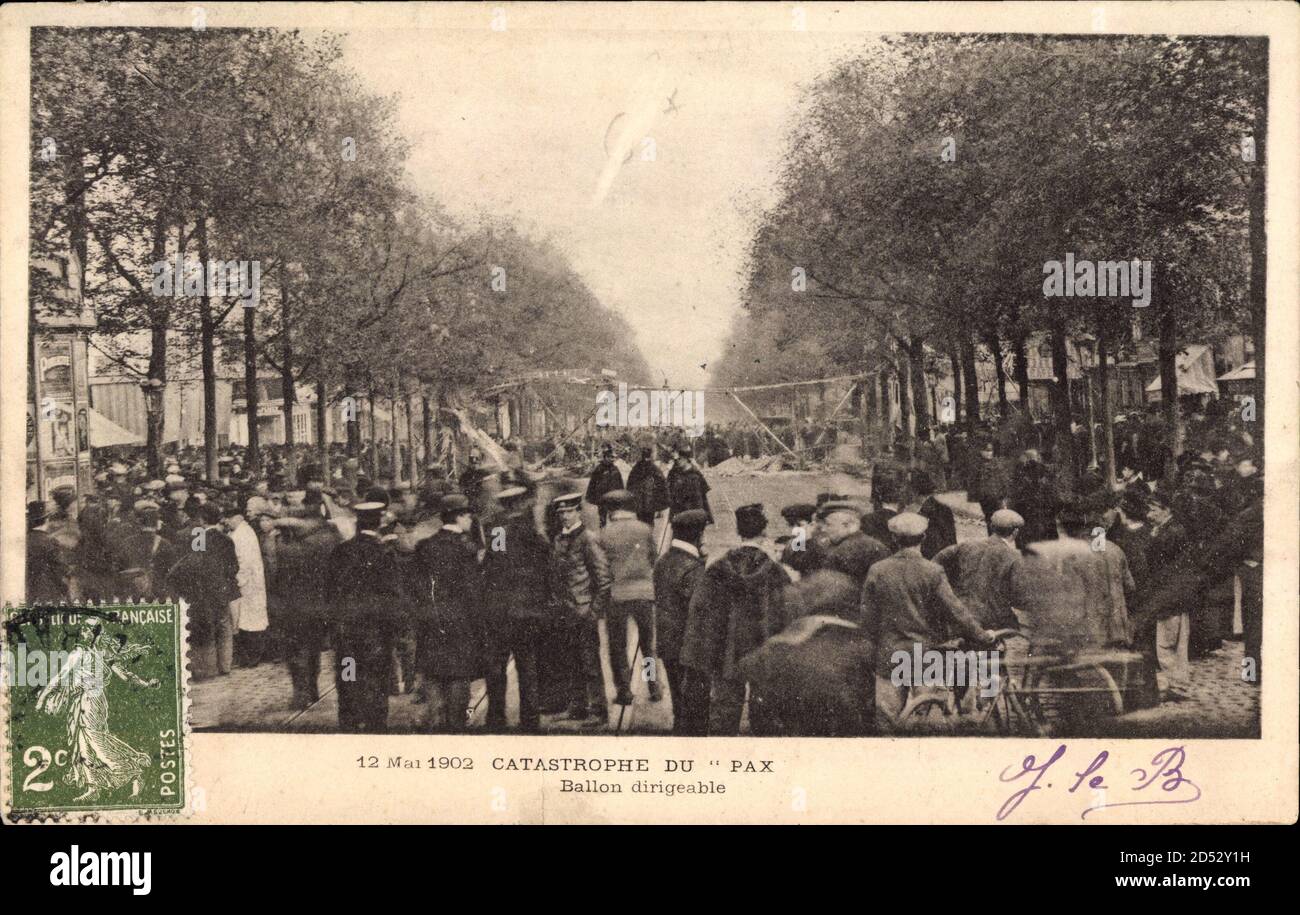 Catastrophe du Pax, Ballin dirigéable, 12 Mai 1902, Zeppelinunfall ...